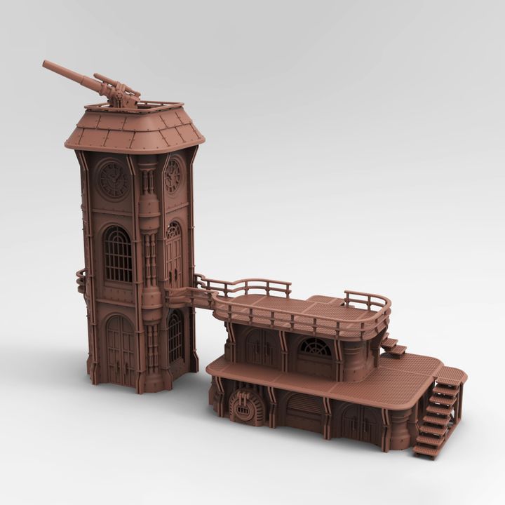 3D Printable Harbourmaster`s Office and Clock Tower by Tesseract Tomb