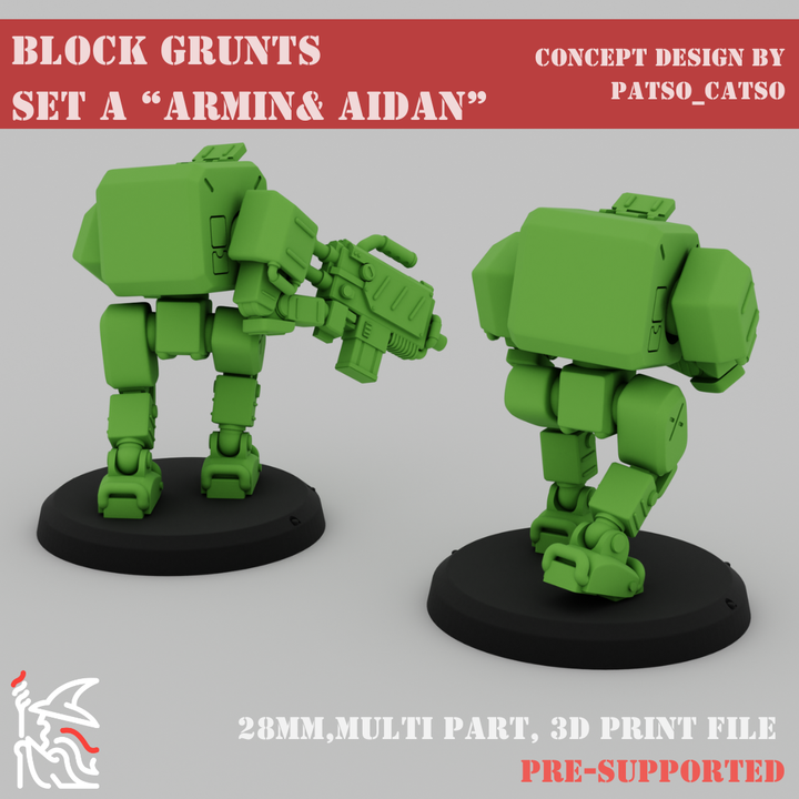 3D Printable [Block Army] Block Grunts Set A 28mm by Filamentio