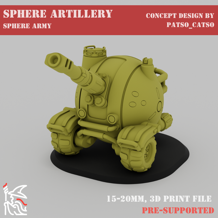 3D Printable [Sphere Army] Sphere Artillery by Filamentio