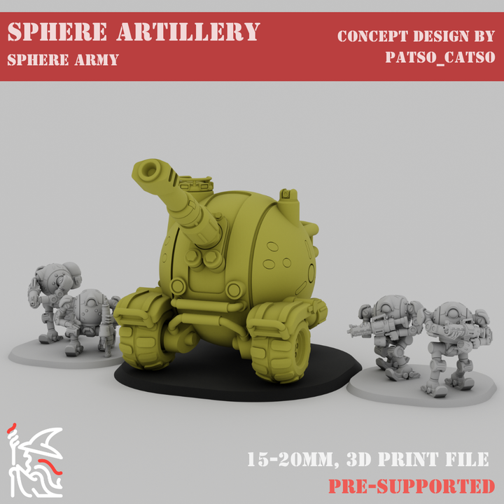 3D Printable [Sphere Army] Sphere Artillery by Filamentio