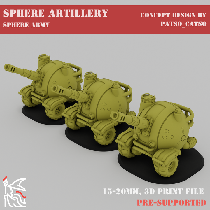 3D Printable [Sphere Army] Sphere Artillery by Filamentio