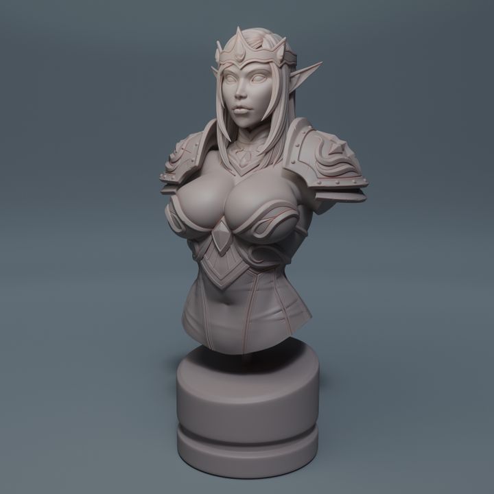 3D Printable Elf Paladin Bust by The Lustful Knight