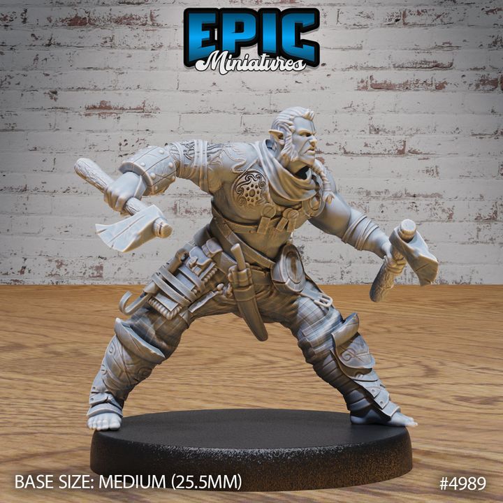 3D Printable Half Orc Adventurer Set / Green Skin Lord / Male Humanoid ...