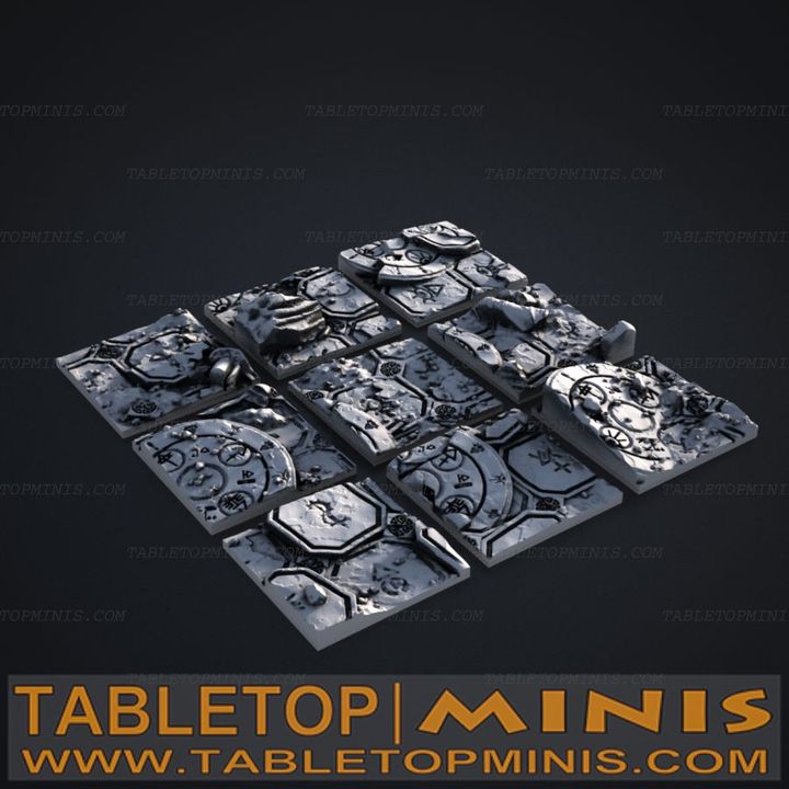 3D Printable Ancient Ruins 20mmx20mm Square Base Toppers by TableTopMinis