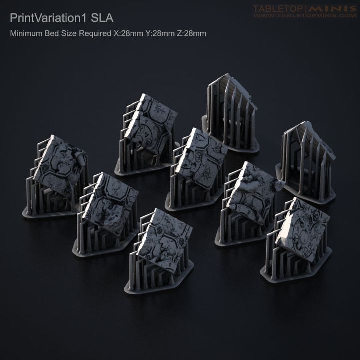 3D Printable Ancient Ruins 20mmx20mm Square Base Toppers by TableTopMinis