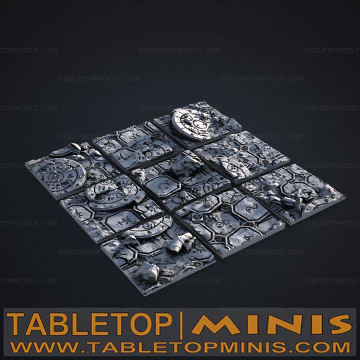 3D Printable Ancient Ruins 25mmx25mm Square Base Toppers by TableTopMinis