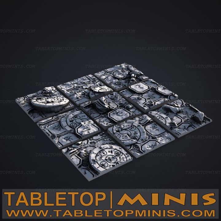 3D Printable Ancient Ruins 25mmx25mm Square Base Toppers by TableTopMinis