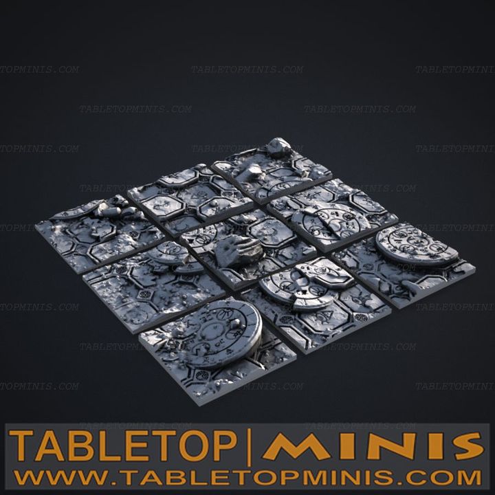 3D Printable Ancient Ruins 25mmx25mm Square Base Toppers by TableTopMinis
