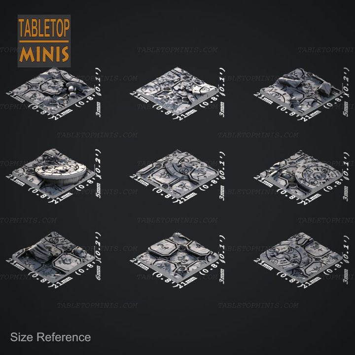 3D Printable Ancient Ruins 25mmx25mm Square Base Toppers by TableTopMinis