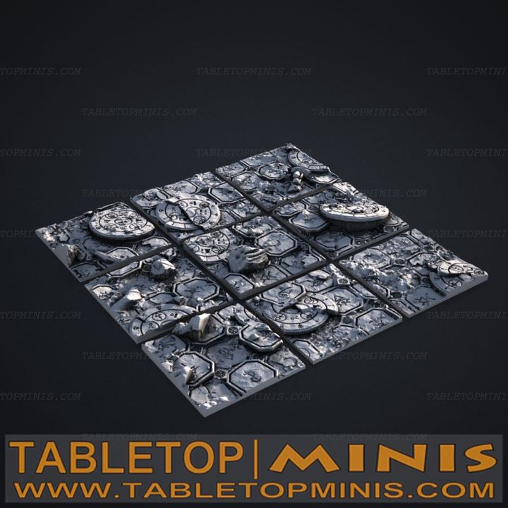 3D Printable Ancient Ruins 30mmx30mm Square Base Toppers by TableTopMinis