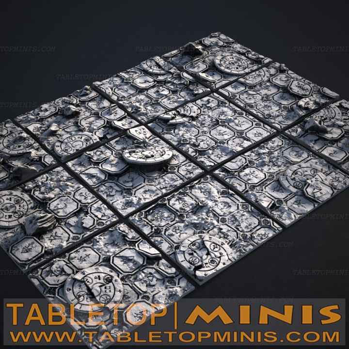 3D Printable Ancient Ruins 40mmx40mm Square Base Toppers by TableTopMinis