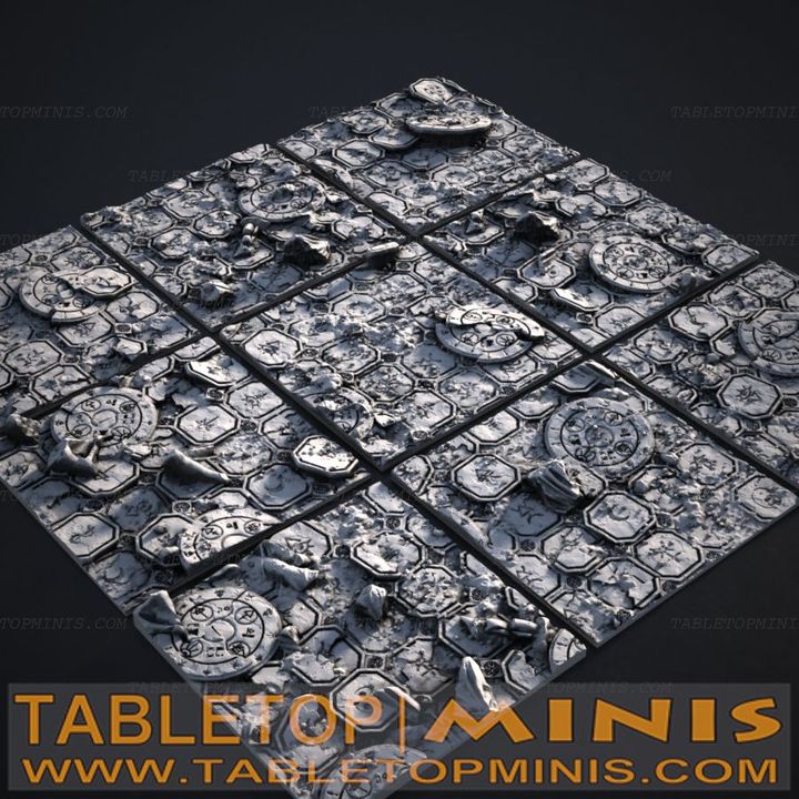 3D Printable Ancient Ruins 50mmx50mm Square Base Toppers by TableTopMinis