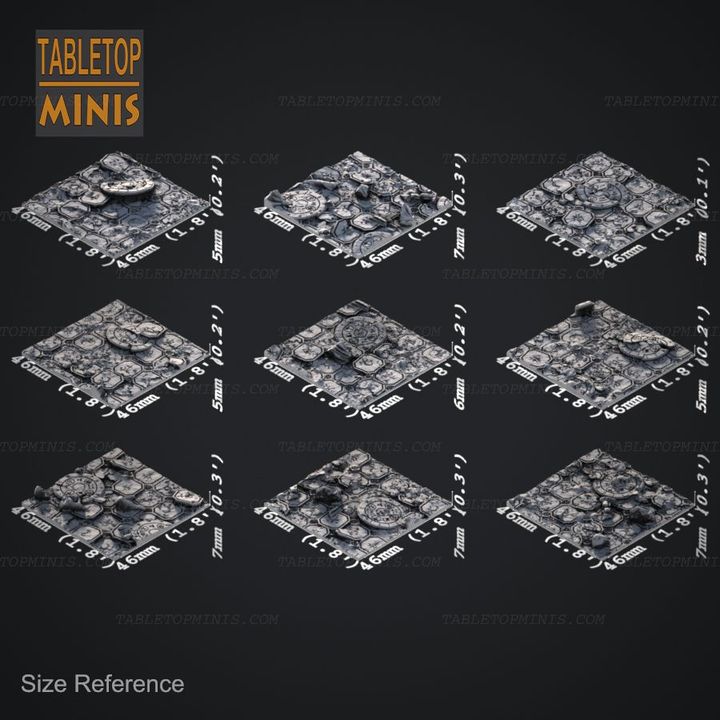 3D Printable Ancient Ruins 50mmx50mm Square Base Toppers by TableTopMinis