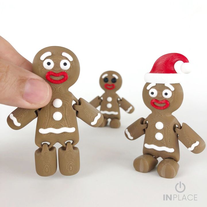 3D Printable Cute Gingerbread Man Articulated by Inplace