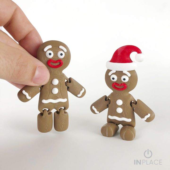3D Printable Cute Gingerbread Man Articulated by Inplace
