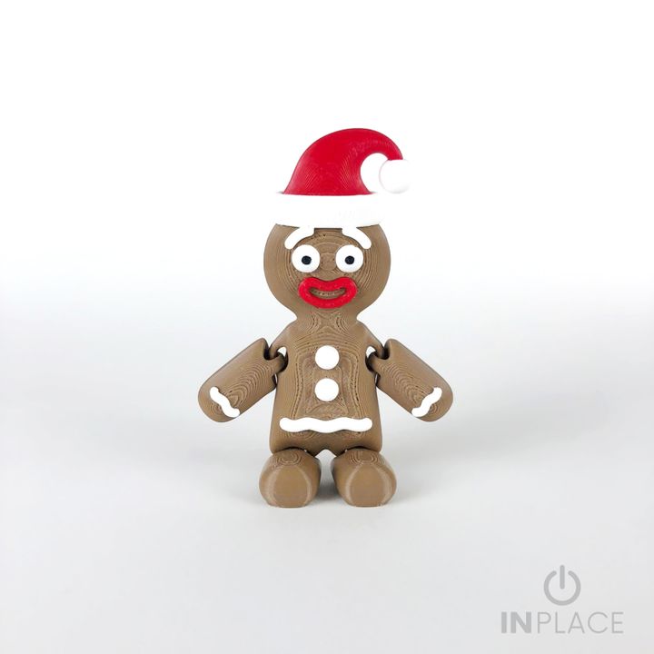 3D Printable Cute Gingerbread Man Articulated by Inplace