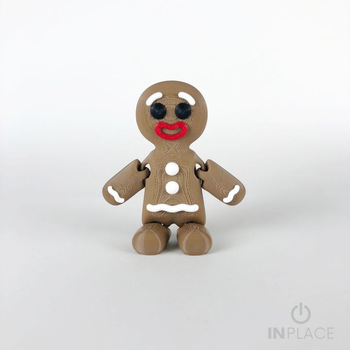 3D Printable Cute Gingerbread Man Articulated by Inplace