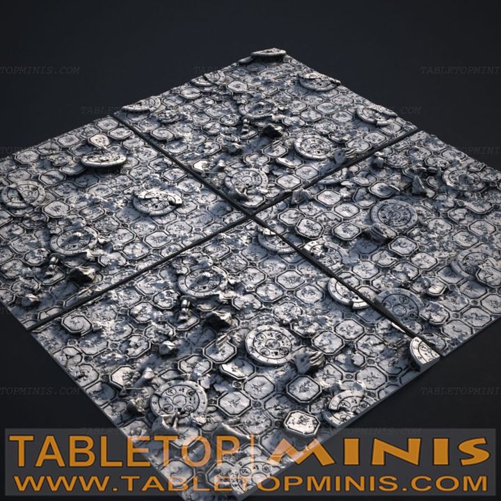 3D Printable Ancient Ruins 100mmx100mm Square Base Toppers by TableTopMinis