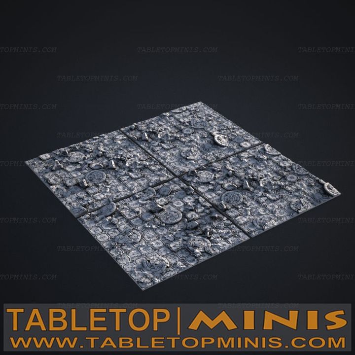 3D Printable Ancient Ruins 100mmx100mm Square Base Toppers by TableTopMinis
