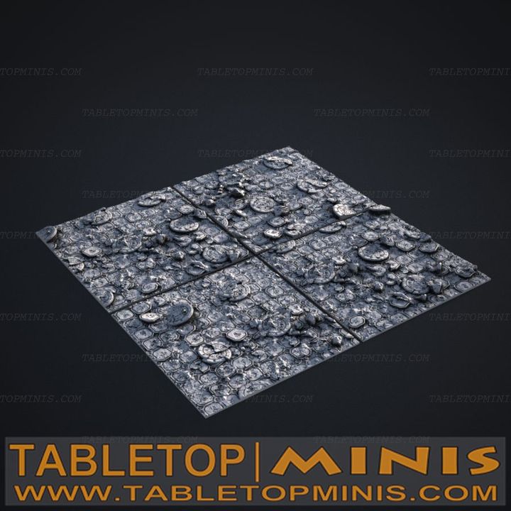 3D Printable Ancient Ruins 100mmx100mm Square Base Toppers by TableTopMinis