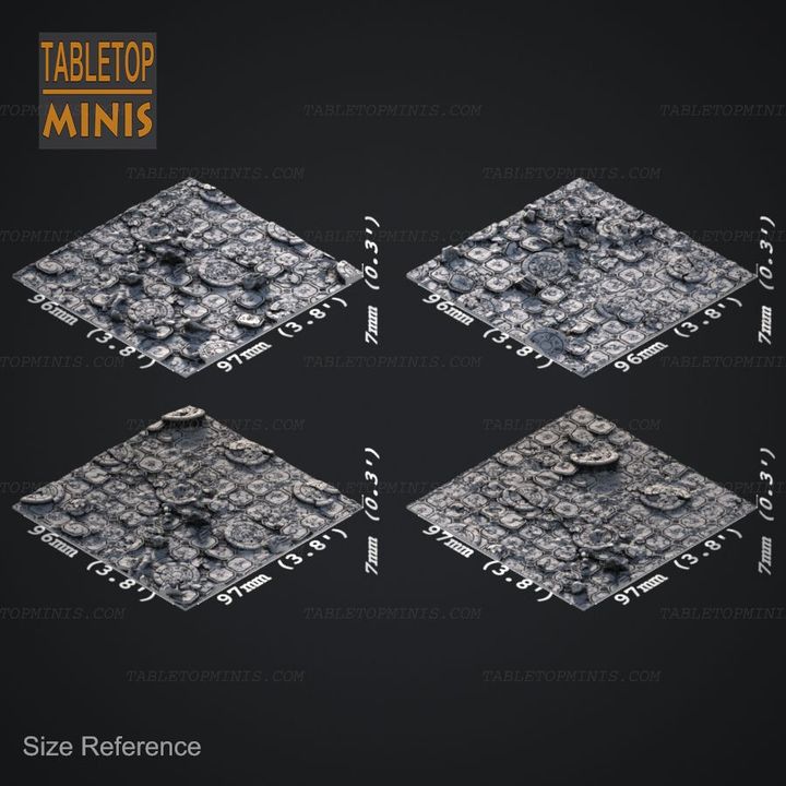 3D Printable Ancient Ruins 100mmx100mm Square Base Toppers by TableTopMinis