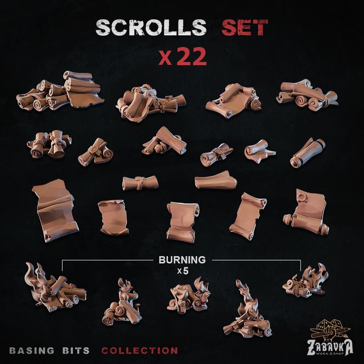 3D Printable Scrolls - Basing Bits by Zabavka Workshop