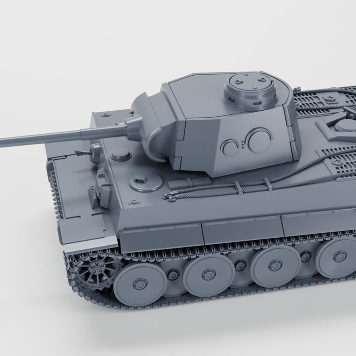3D Printable Tiger I - VK45.01(H2) with 7.5cm KwK L70 + 3 Tankmen ...