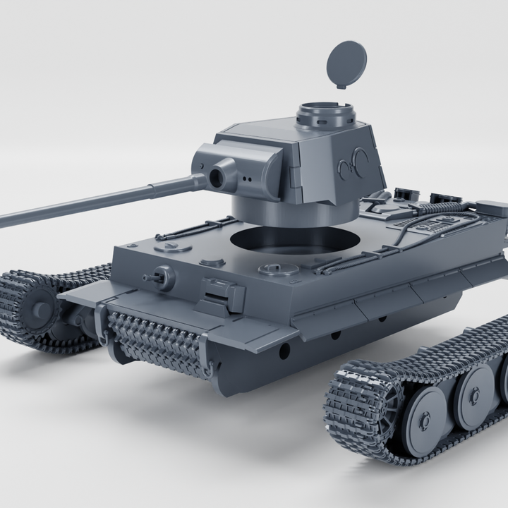 3D Printable Tiger I - VK45.01(H2) with 7.5cm KwK L70 + 3 Tankmen ...