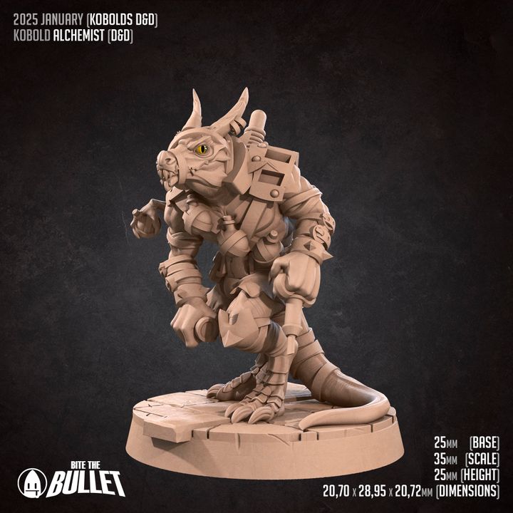 3D Printable Kobold Alchemist (DnD) by Bite the Bullet
