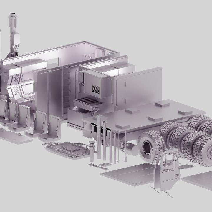 3D Printable 55K6 Command post for S400 battery on Ural 5323 truck by ...