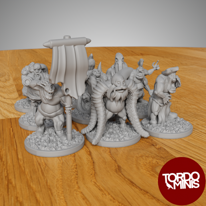 3D Printable Blood and rum: Zombie ogre pirates (10mm) by Tordominis
