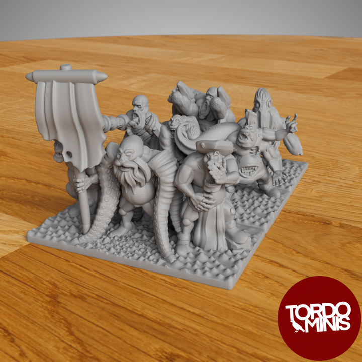 3D Printable Blood and rum: Zombie ogre pirates (10mm) by Tordominis