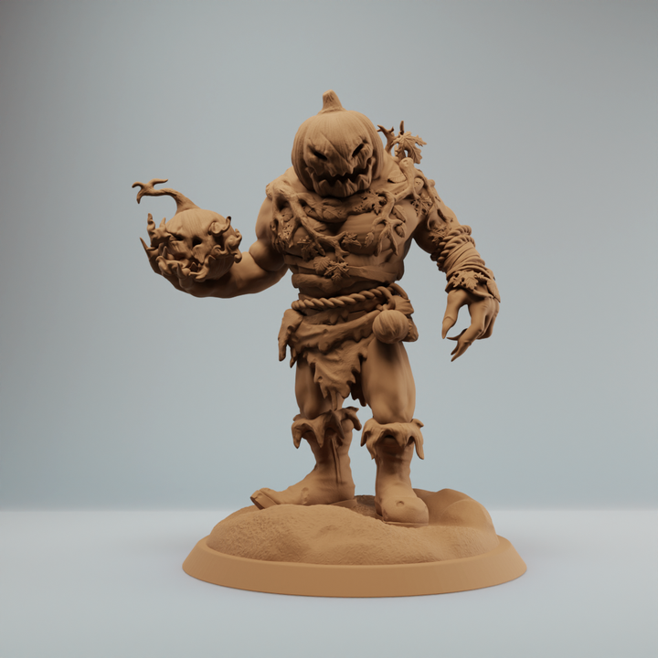 3D Printable Pumpkin Orc or Ogre Brute with scythe and bomb - pre ...