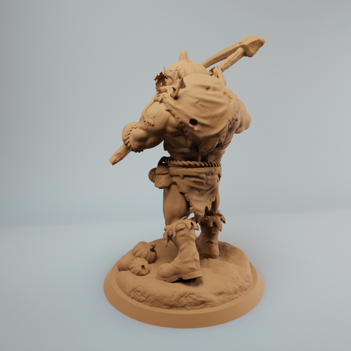 3D Printable Pumpkin Orc or Ogre Brute with scythe and bomb - pre ...