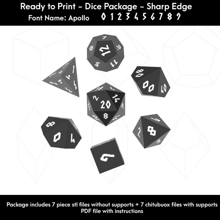3D Printable Dice Masters – Ready to Print - 7 Piece Set – Presupported ...