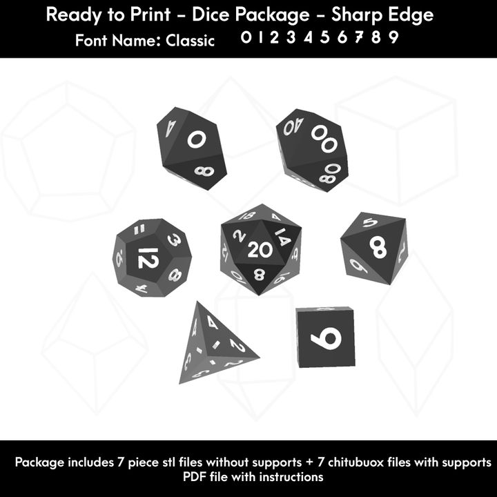 3D Printable Dice Masters – Ready to Print - 7 Piece Set – Presupported ...