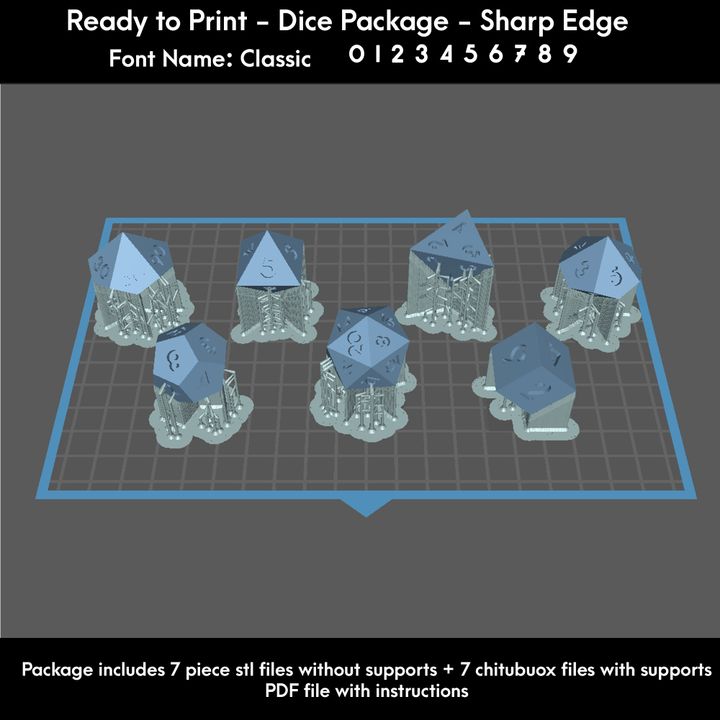 3D Printable Dice Masters – Ready to Print - 7 Piece Set – Presupported ...