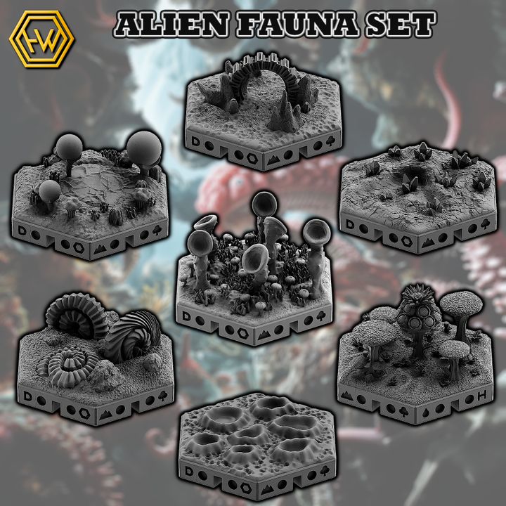 3D Printable Alien Fauna Set by Hexworld