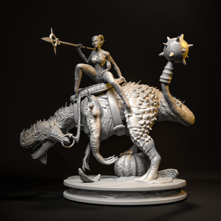 3D Printable The Drow - Rauryn Dyrr and Lizard Mount Eslisk by AVD Studios