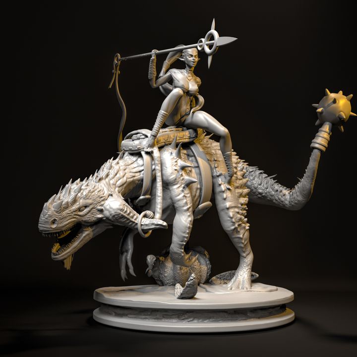 3D Printable The Drow - Rauryn Dyrr and Lizard Mount Eslisk by AVD Studios