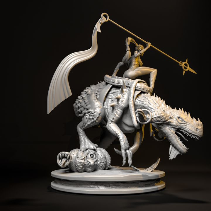 3D Printable The Drow - Rauryn Dyrr and Lizard Mount Eslisk by AVD Studios