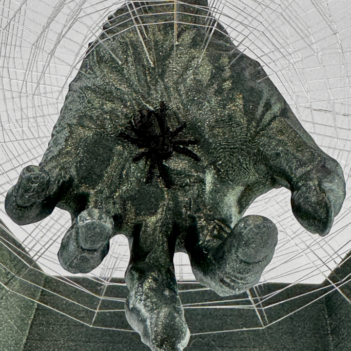 3D Printable Monster hand with Spider in cobweb string art by ENIQUE3D