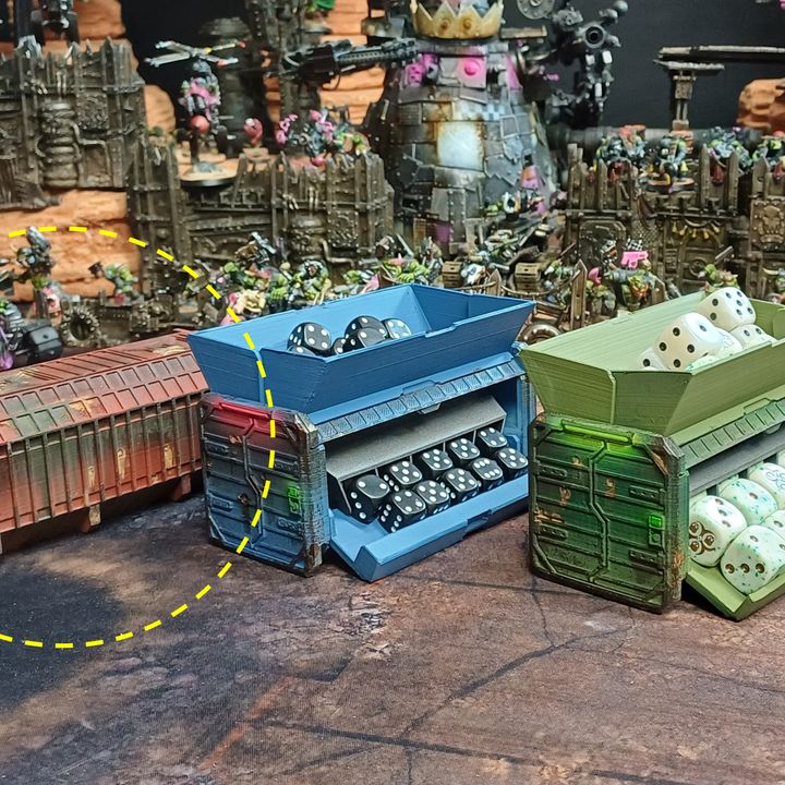 3D Printable Rapid Fire Dicebox - Scatter Terrain by Mike hancox