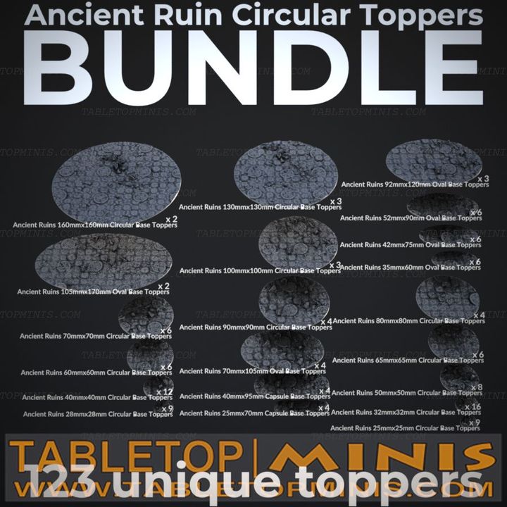 3D Printable Ancient Ruin Circular Toppers Bundle by TableTopMinis