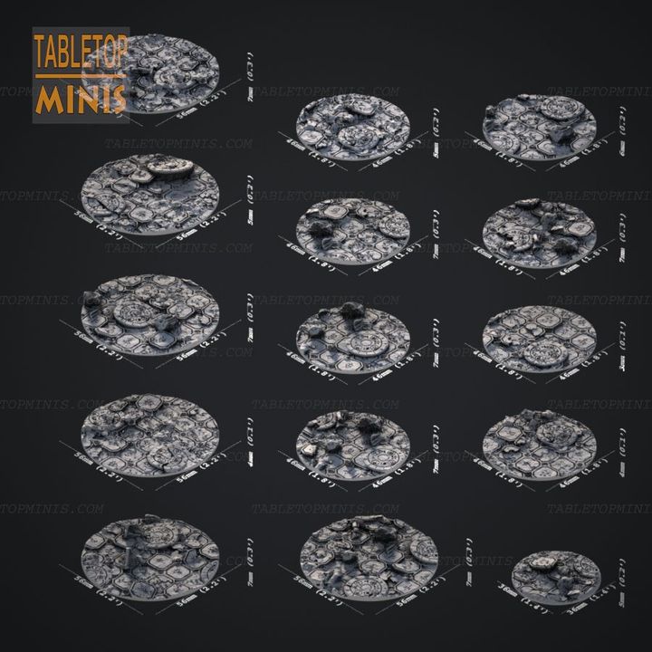 3D Printable Ancient Ruin Circular Toppers Bundle by TableTopMinis