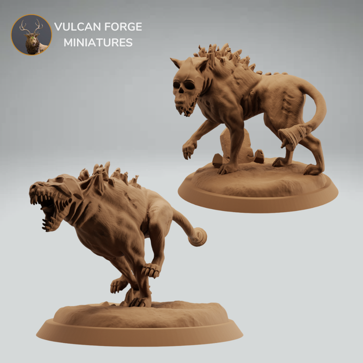 3D Printable Skeleton hell hound, undead hell hound - pre supported by Vulcan Forge Miniatures
