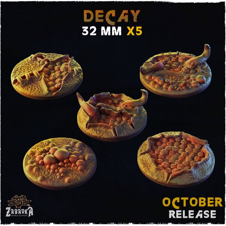 3D Printable Decay - Bases & Toppers (Small Set) by Zabavka Workshop