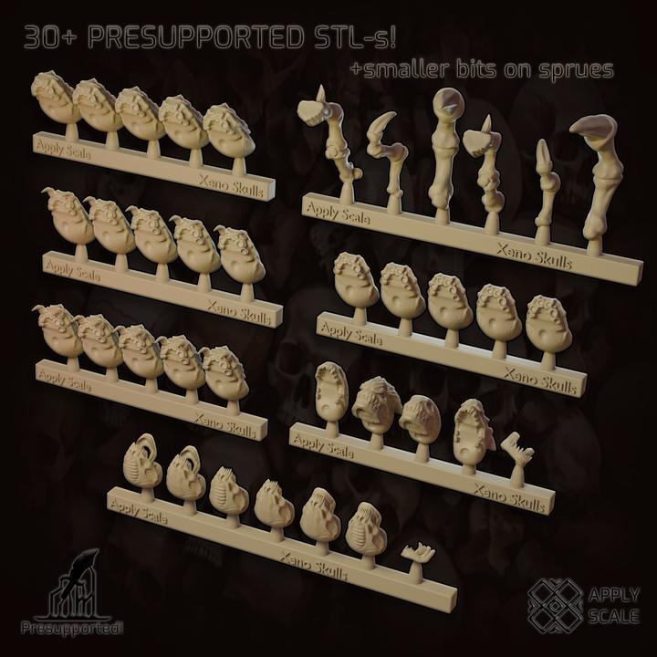 3D Printable Alien xeno dragons skulls basing bits by Apply Scale