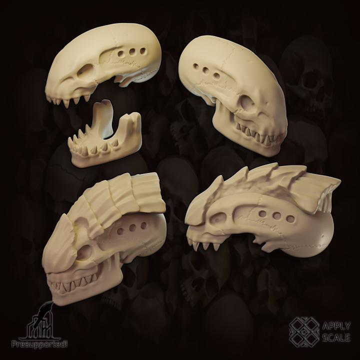 3D Printable Alien xeno dragons skulls basing bits by Apply Scale