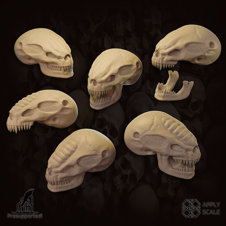 3D Printable Alien xeno dragons skulls basing bits by Apply Scale